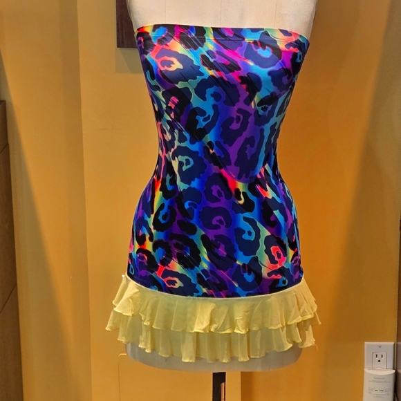 Dresses | Neons Funky Print Strapeless Sleeveless Mini Top Tube Dress ...